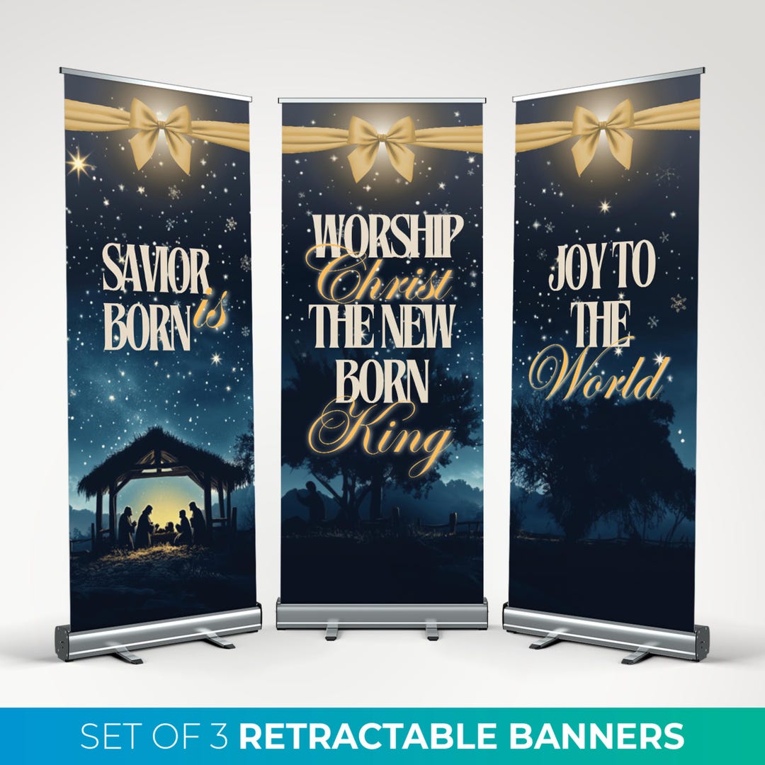 CHURCH BANNER SET, 3 Retractable Banners, Custom Church Scripture ...