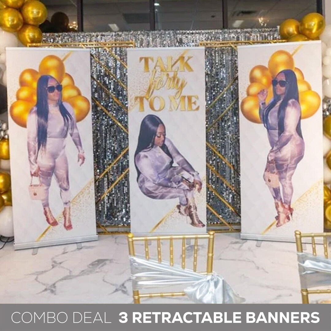 COMBO BANNER SET, 3 Retractable Banners, Custom Banners, Birthday ...