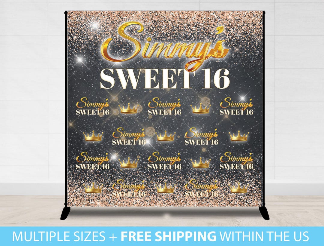 Sweet 16, Birthday Backdrop, Custom Birthday Party Backdrop, Step and ...