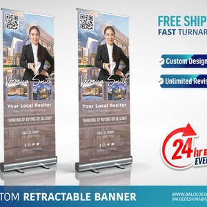 Real Estate Retractable Banner Sign, Real Estate Broker, Realtor Sign ...