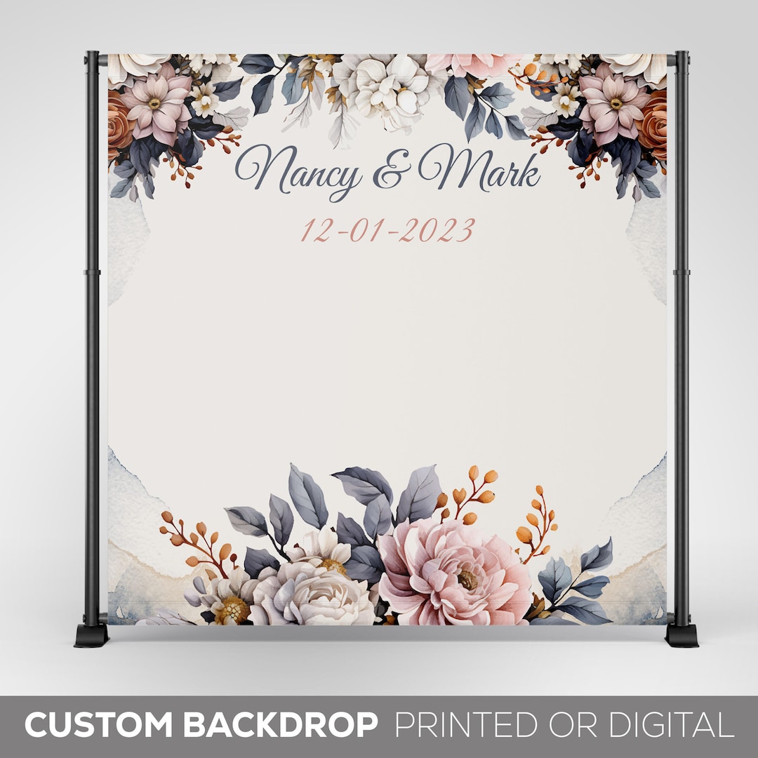 Custom Wedding Backdrop Banner, Floral Flower Wedding Decor, Bride to ...