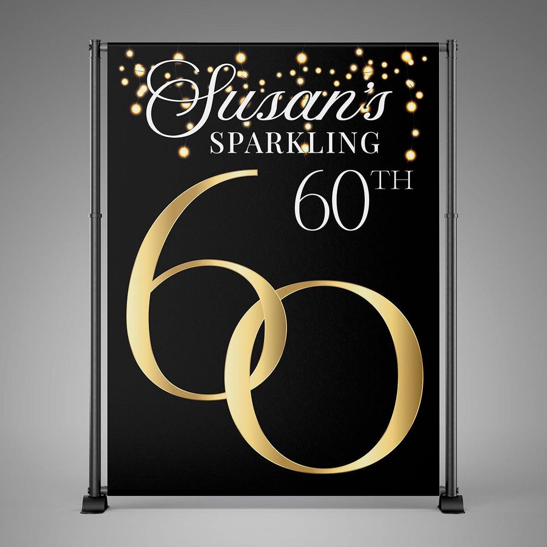 60th Birthday Backdrop, Elegant 60th Birthday, Personalized Photo ...