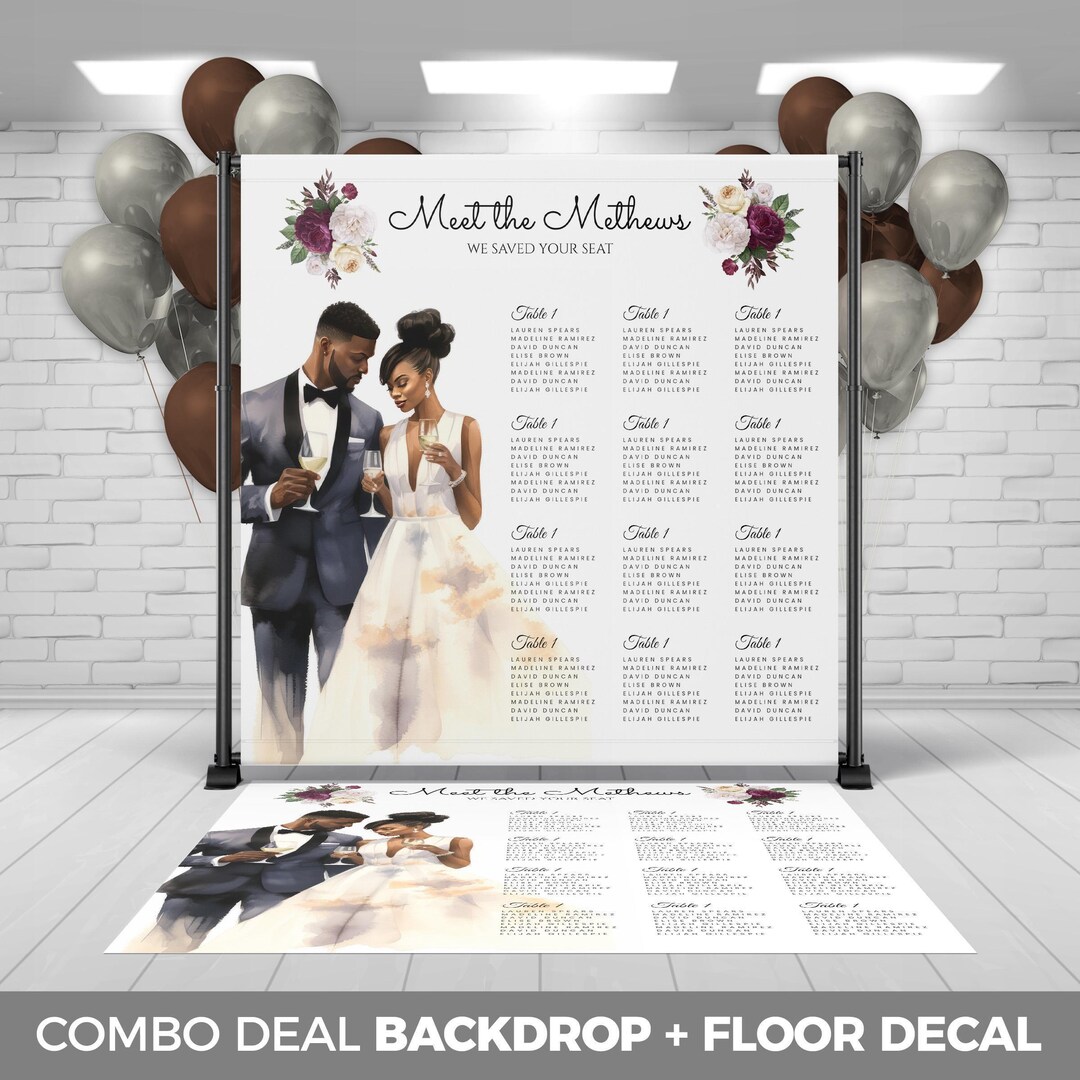 Backdrop + Floor Decal, Wedding Seating Chart, Custom Wedding Banner ...