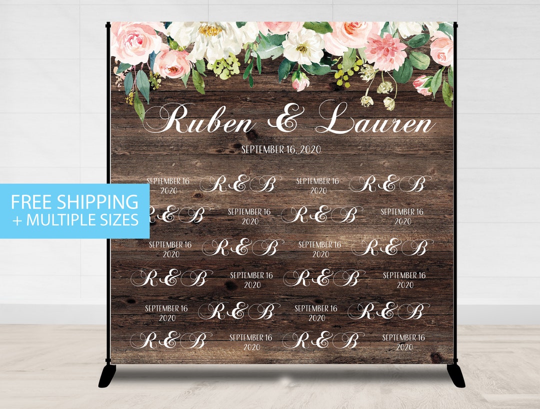Step and Repeat, Wedding Photo Backdrop, Gold Floral Burgundy Step and ...