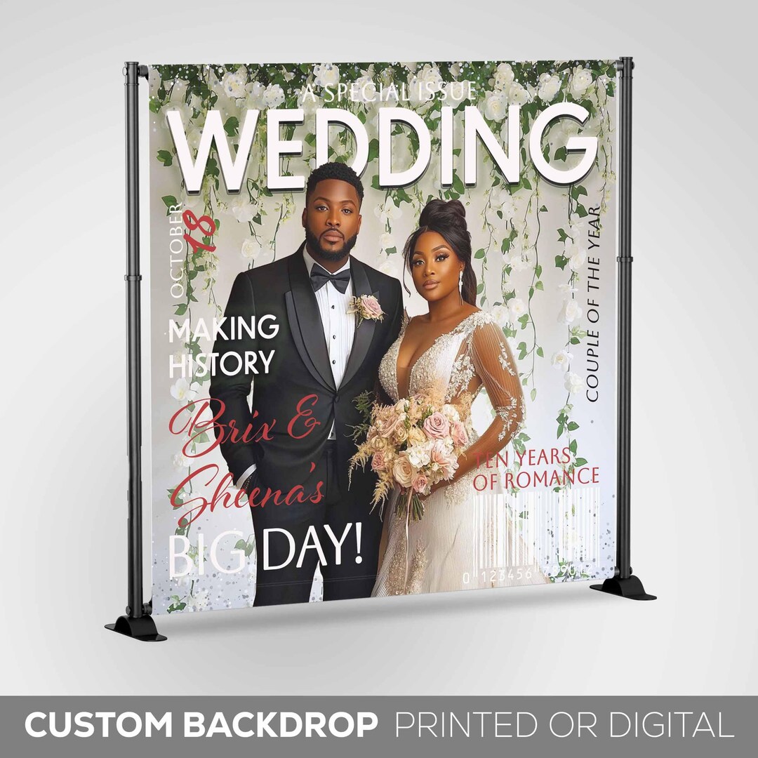 Wedding Magazine Cover Style Backdrop, Custom Wedding Magazine Banner ...