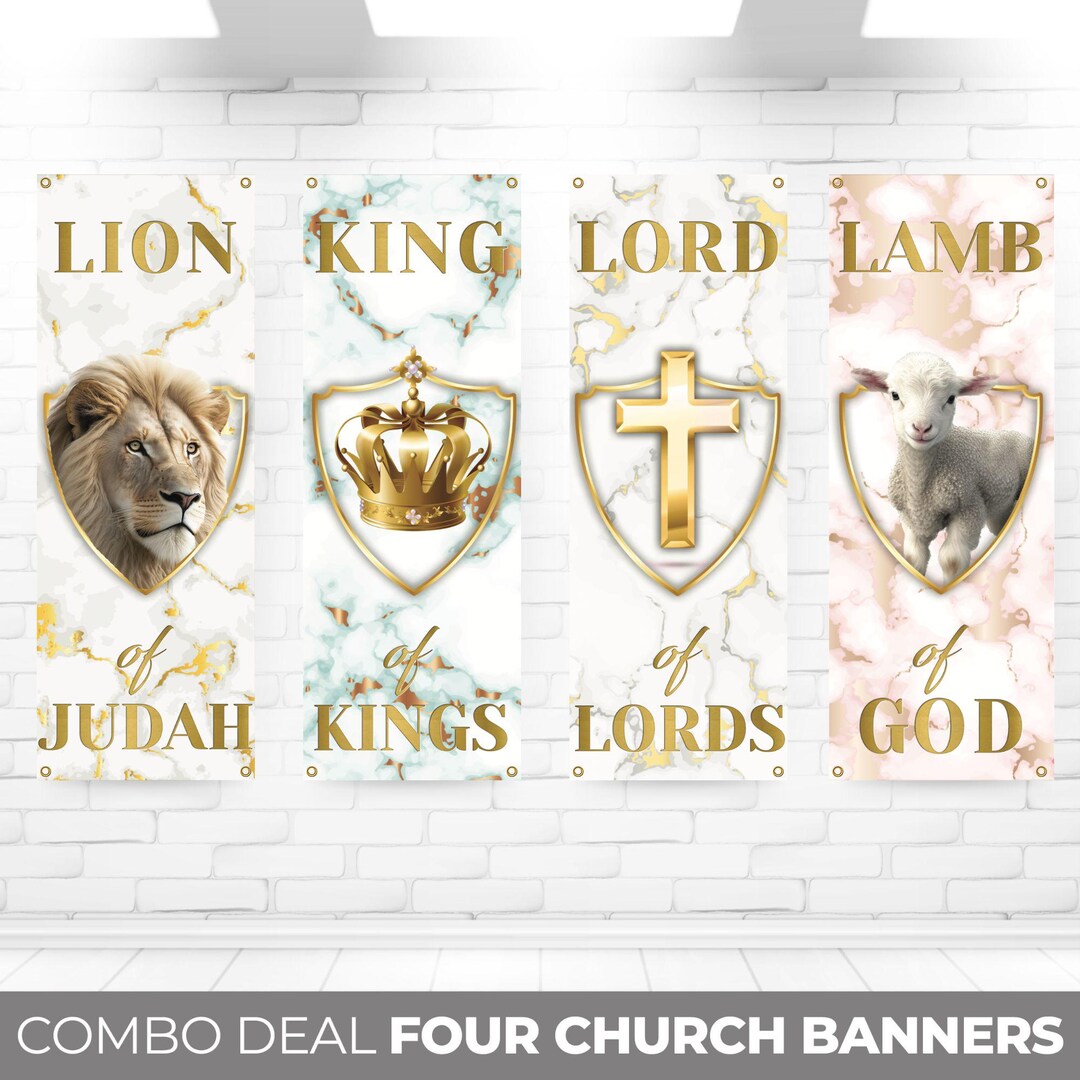 Set of 4 Church Banners, Sanctuary Banners, Mission Worship, Church ...