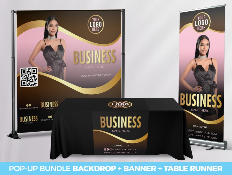 POP UP BUNDLE Custom Retractable Banner Backdrop Table - Etsy