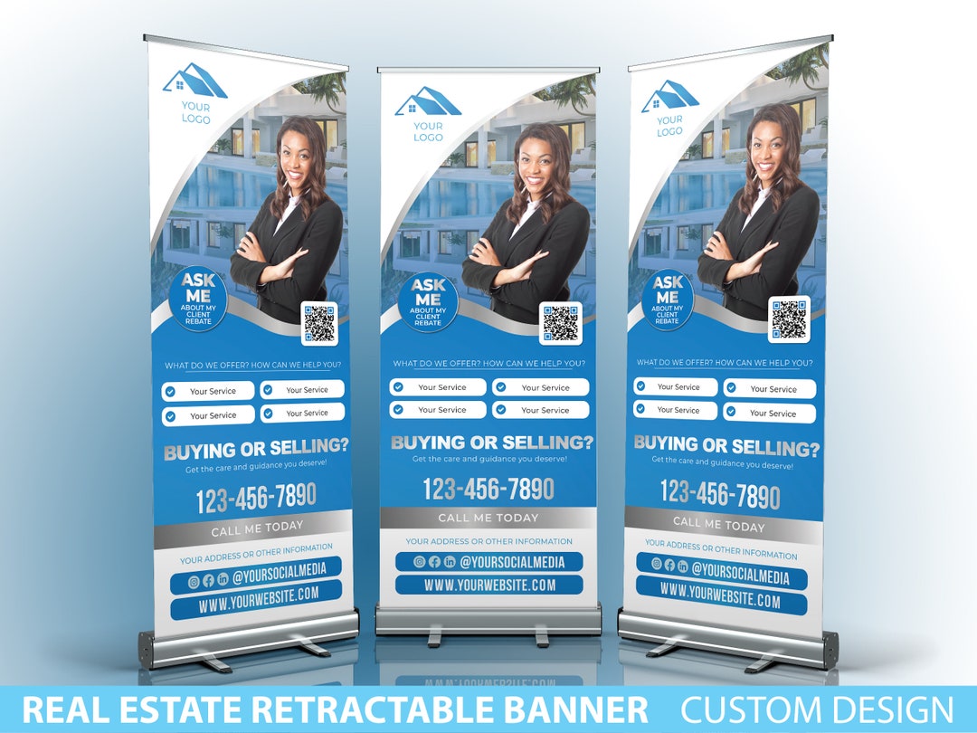 Real Estate Retractable Banner Sign, Real Estate Marketing, Realtor ...