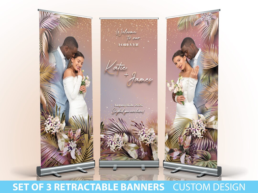 WEDDING BANNER SET, Retractable Banner, Wedding Welcome Sign, 3 Banners ...