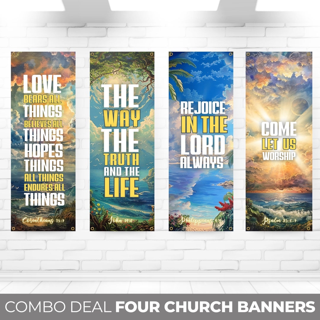 Scripture Sanctuary Banners, Set of 4 Church Banners, Church Banner Set ...