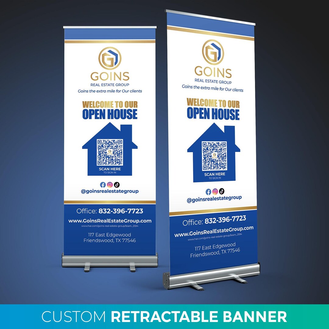 Real Estate Agent Sign, Open House Sign, Retractable Banner, Event ...
