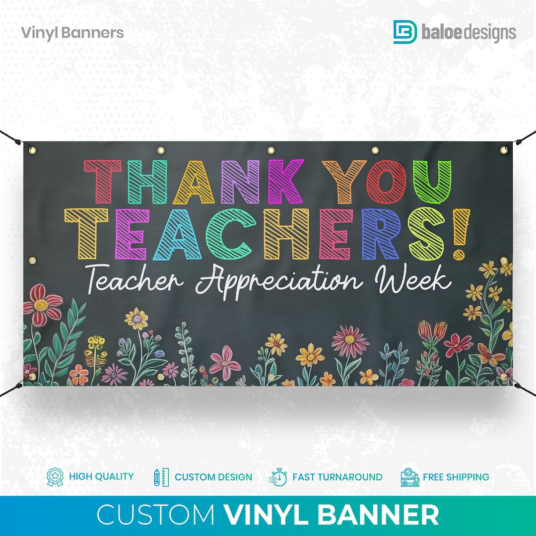 Teacher Appreciation Week Vinyl Banner, Thank You Teachers Decor ...