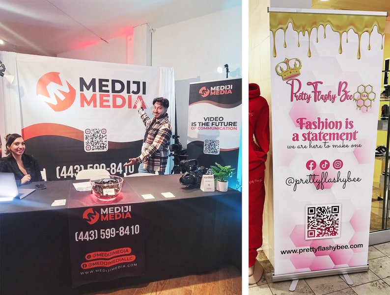 POP UP BUNDLE Custom Retractable Banner Backdrop Table - Etsy