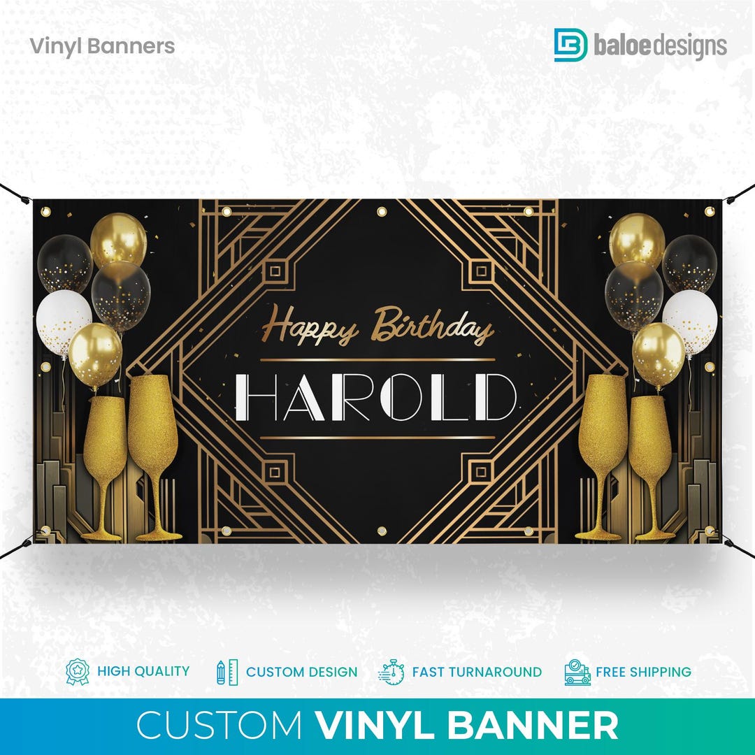 Great Gatsby Birthday Banner, 20s Party Great Gatsby Party Themed ...