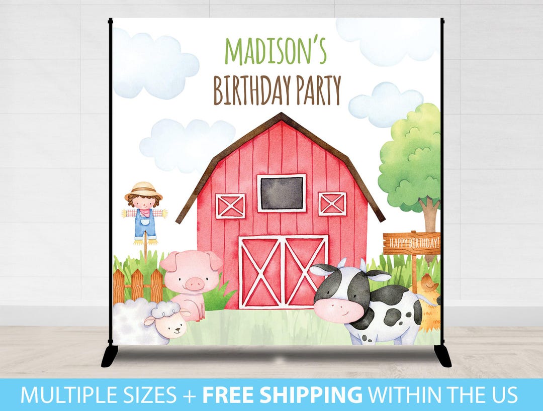 Farm Birthday Backdrop, Barnyard Farm Birthday Party Custom Photo ...