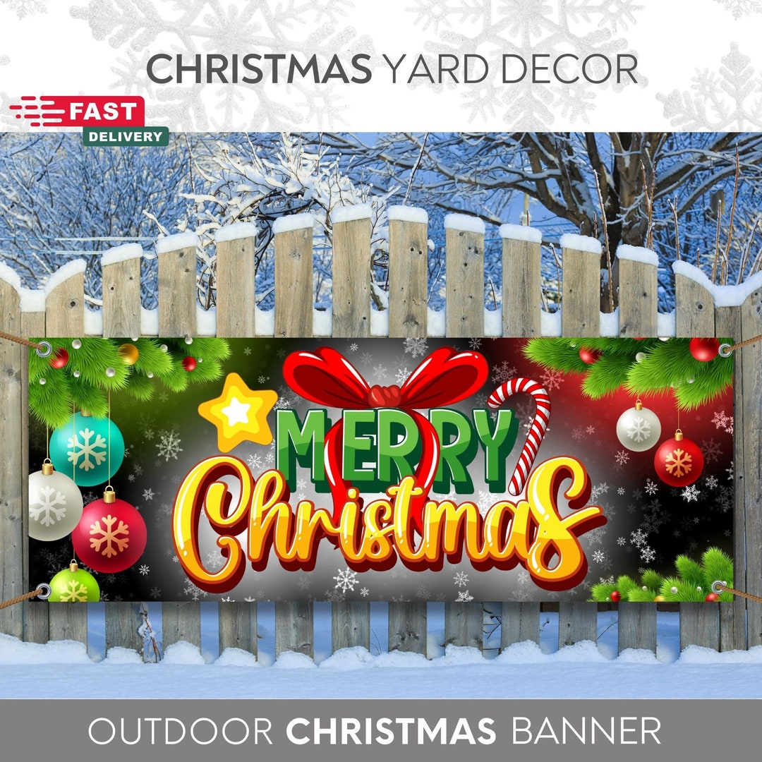 Merry Christmas Outdoor Banner, Christmas Yard Decor, Merry Christmas ...