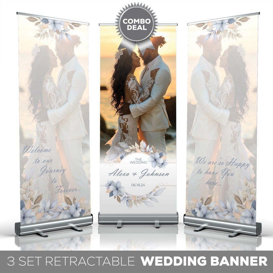 COMBO BANNER SET, 3 Retractable Banners, Custom Banners, Wedding ...
