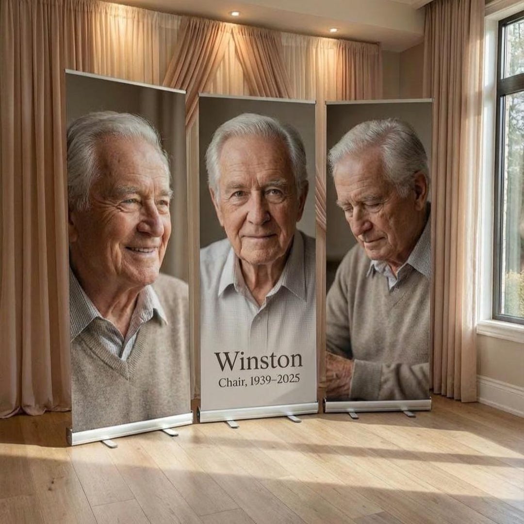 3 Retractable Memorial Banners Set, Funeral Photo Display, Celebration ...