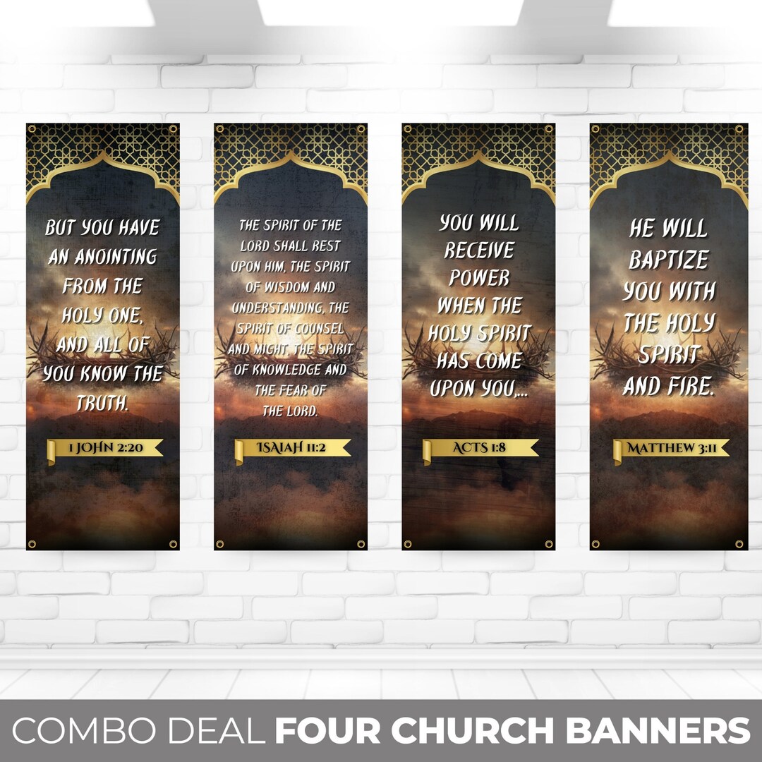 Scripture Sanctuary Banners, Set of 4 Church Banners, Church Banner Set ...