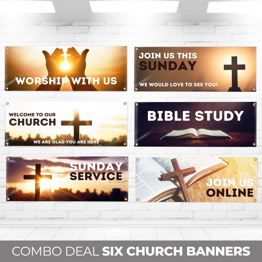 Set of 6 Church Banners, Worship Church Banners, Welcome to Our Church ...