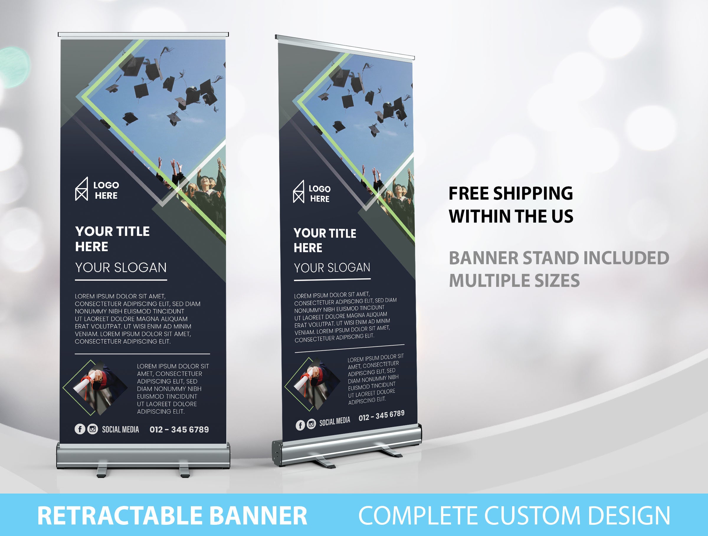 Retractable Banner Custom Roll Up Banner Stand Logo Banner | Etsy