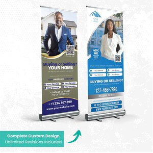 Real Estate Retractable Banner, Custom Realtor Banner, Open House Sign ...