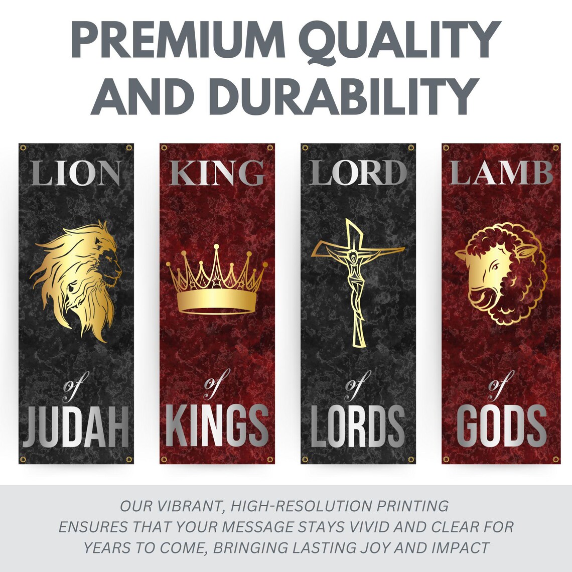 Set of 4 Church Banners, Sanctuary Banners, Mission Worship, Church ...