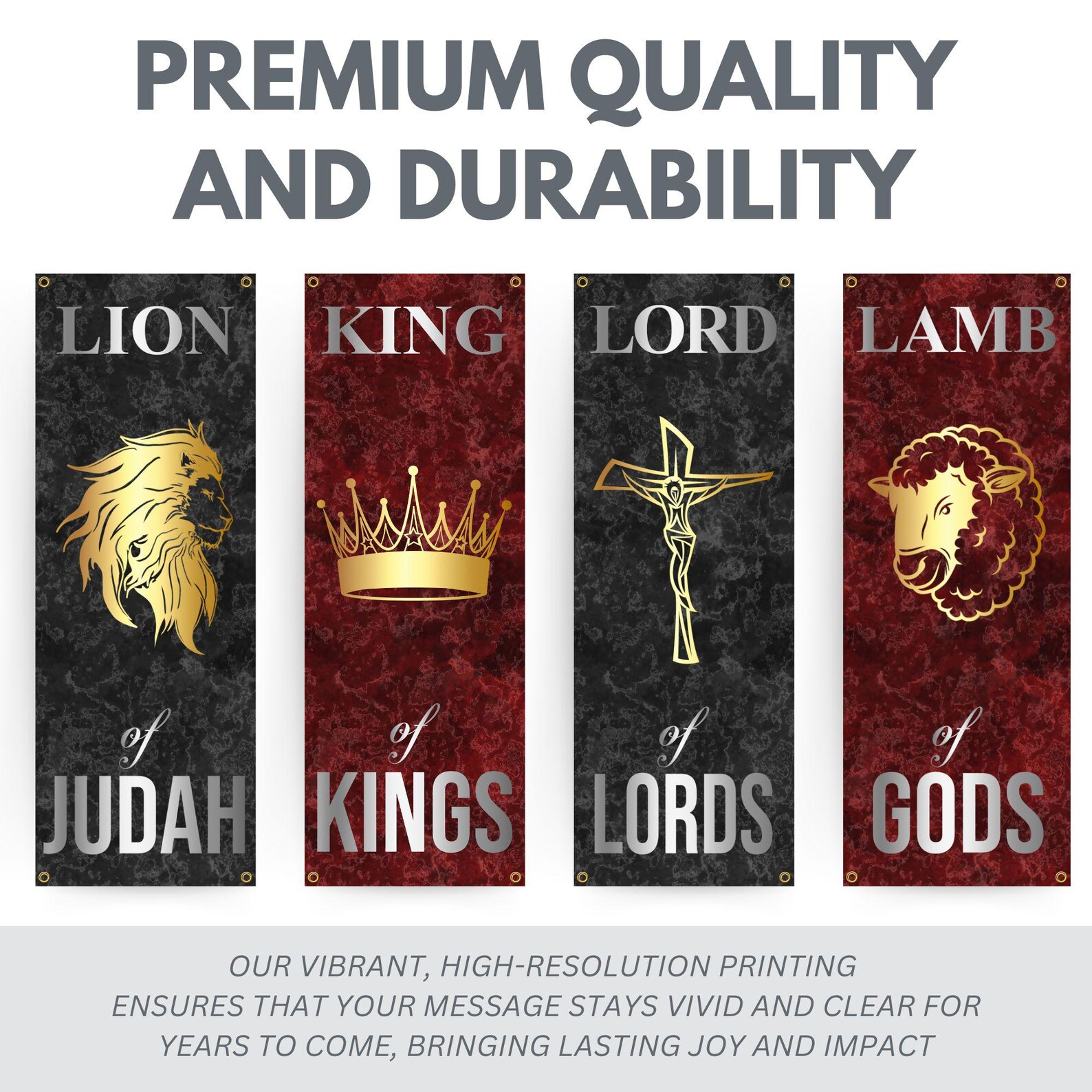 Set of 4 Church Banners, Sanctuary Banners, Mission Worship, Church ...