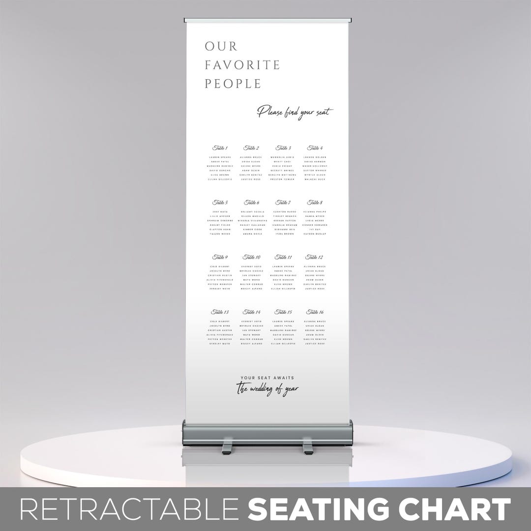 Wedding Seating Chart Retractable Banner, Minimal Wedding Custom Sign ...