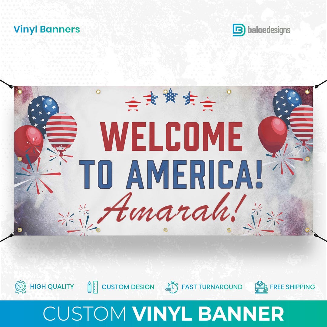 Welcome to America Banner, Welcome America Sign, USA Banner ...