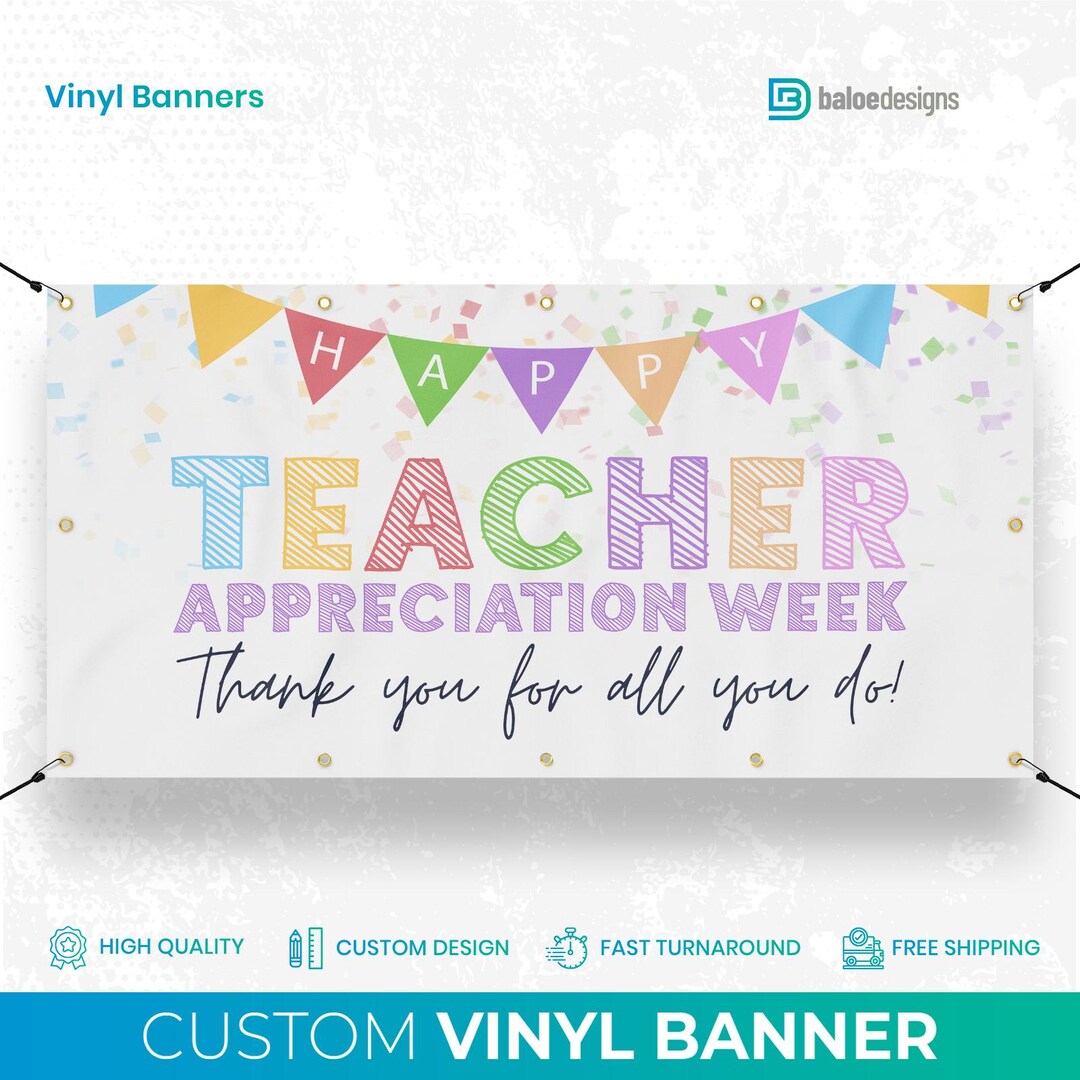 Teacher Appreciation Week Vinyl Banner, Thank You Teachers Decor ...