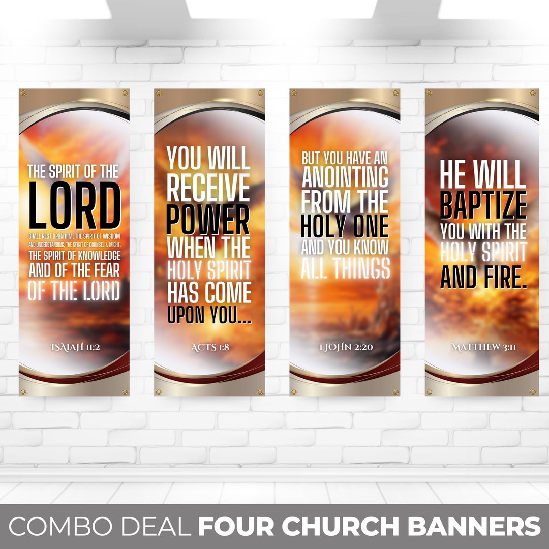 Scripture Sanctuary Banners, Set of 4 Church Banners, Church Banner Set ...