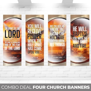 Scripture Sanctuary Banners, Set of 4 Church Banners, Church Banner Set ...