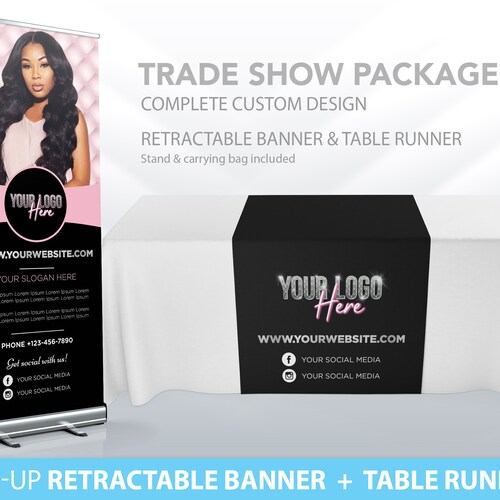 POP UP BUNDLE Custom Retractable Banner Backdrop Table - Etsy