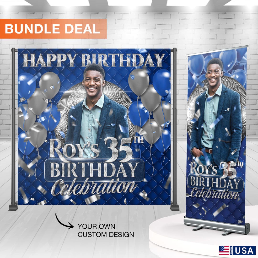 Backdrop + Retractable Banner, Combo Deal, Birthday Party Event Welcome ...