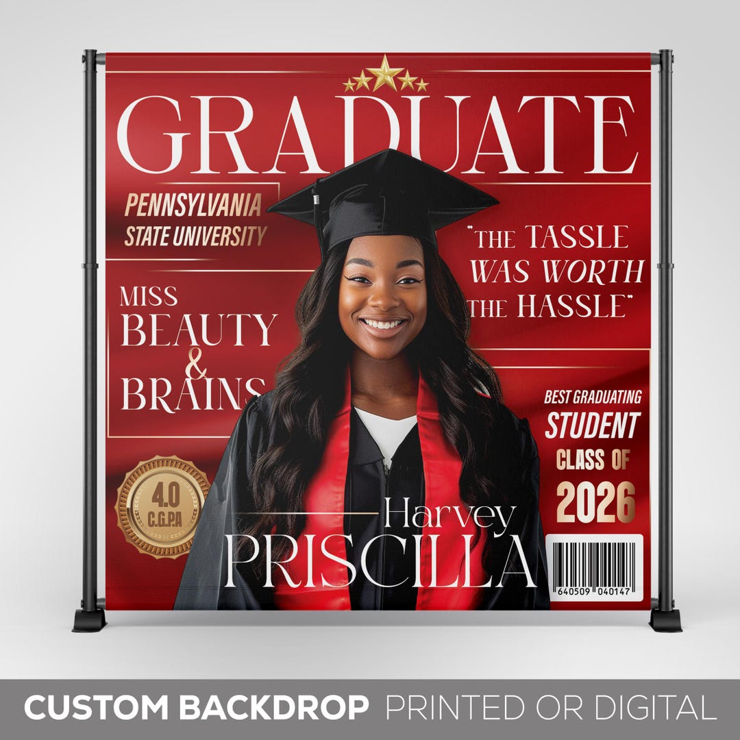 Graduation Backdrop, Custom Magazine Backdrop Banner, Personalized ...