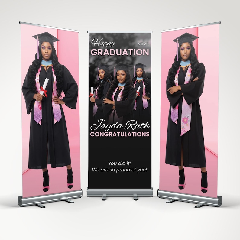 COMBO BANNER SET, 3 Retractable Banners, Custom Banners, Graduation ...
