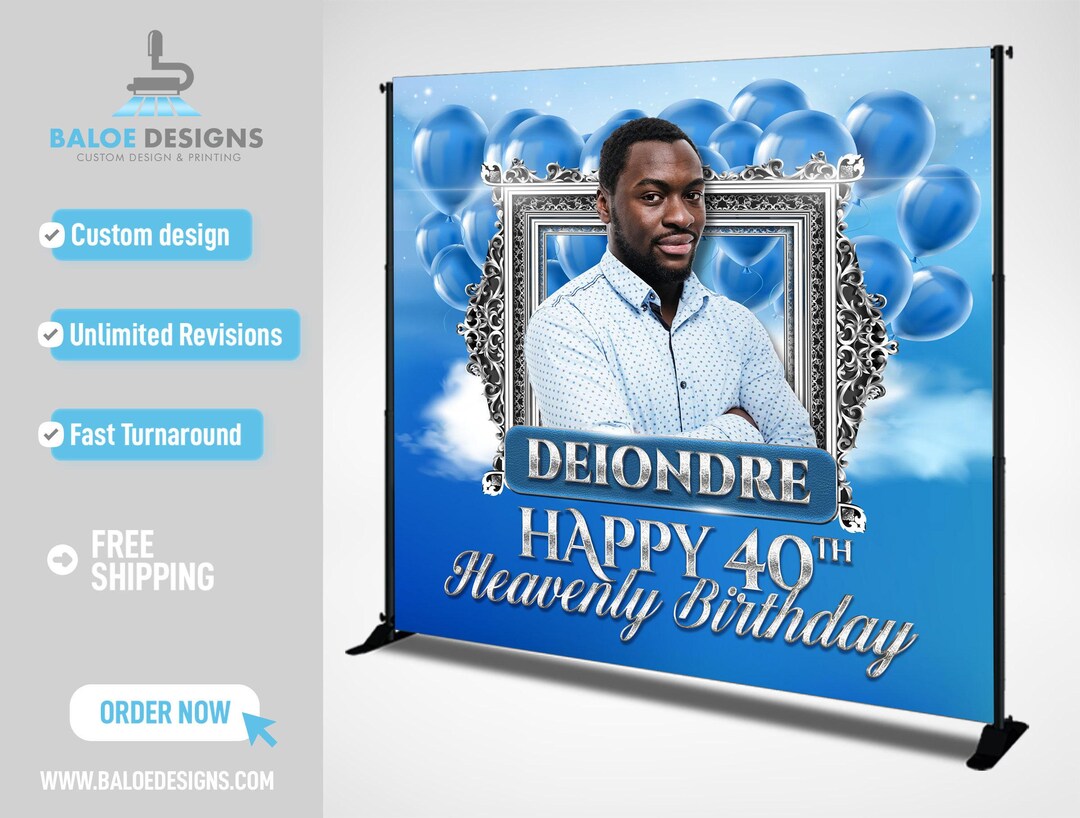 Memorial Backdrop, Long Live Banner Heavenly Birthday Backdrop Banner ...