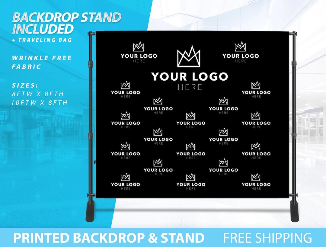 Printed Backdrop + Backdrop Stand, Custom Backdrop, Logo Step Repeat ...