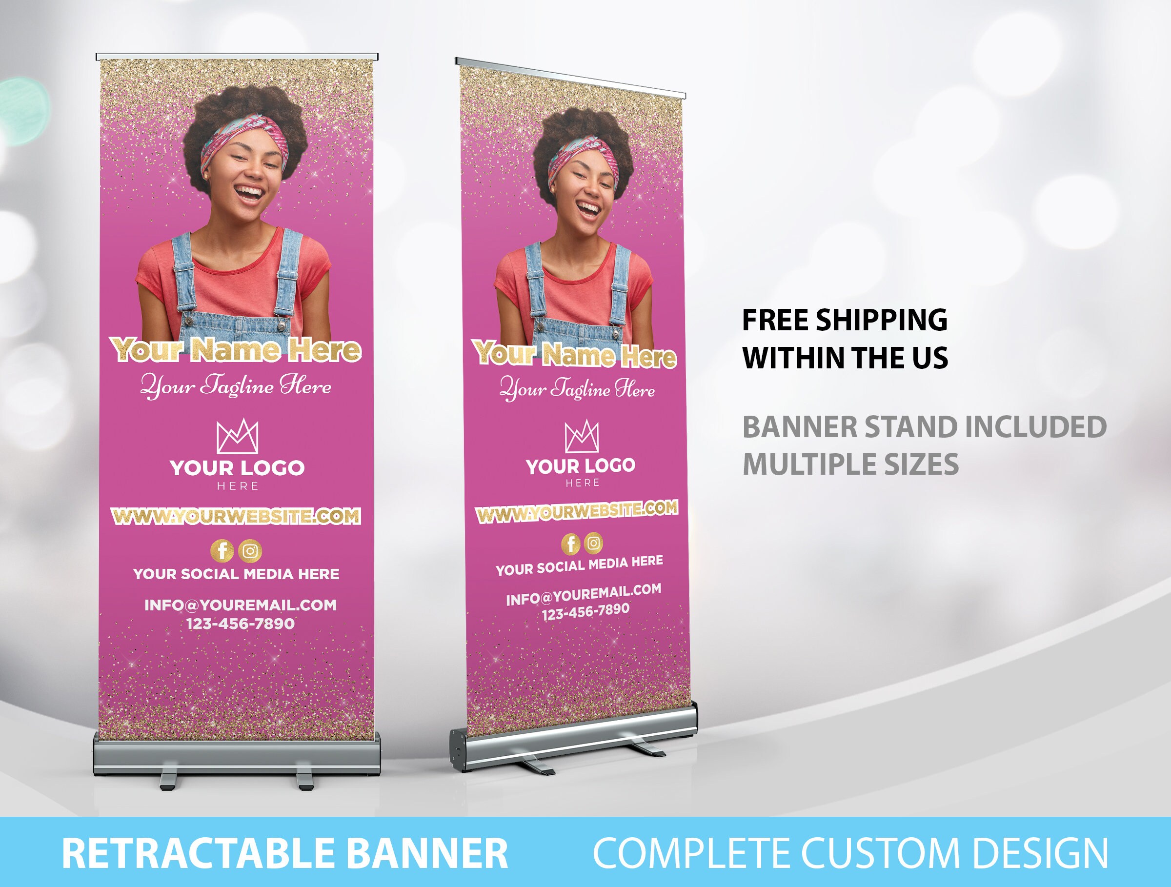 Retractable Banner Custom Roll Up Banner Stand Pop Up Banner | Etsy