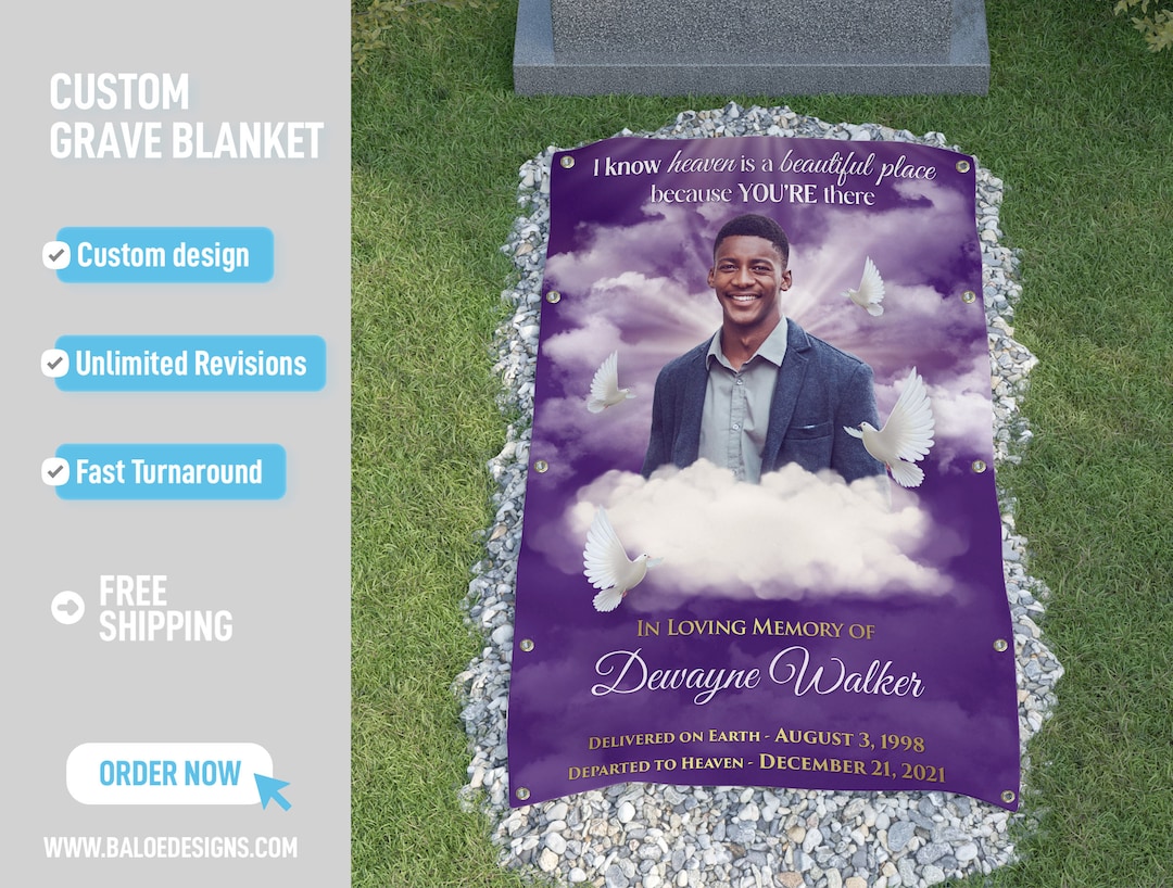 Custom Grave Blanket, Custom Memorial Grave Blanket, in Loving Memory ...