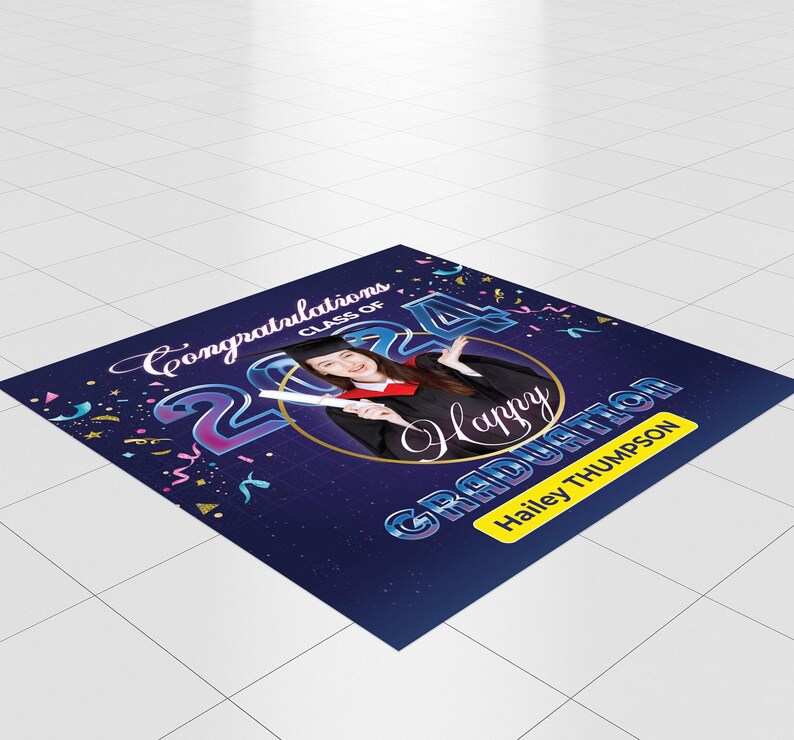 Backdrop + Floor Decal, Custom Graduation Banner Floor Decal Party ...