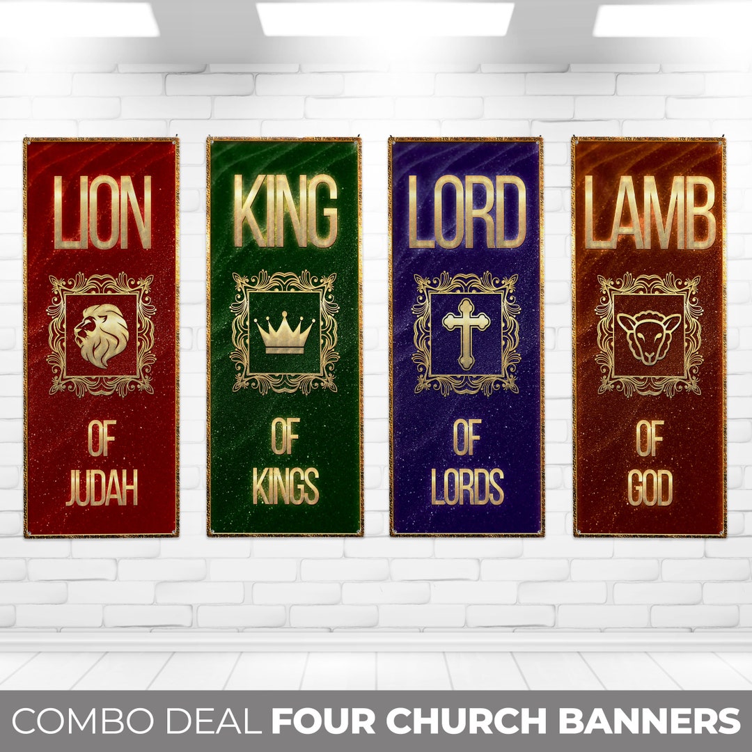 Set of 4 Church Banners, Sanctuary Banners, Mission Worship, Church ...
