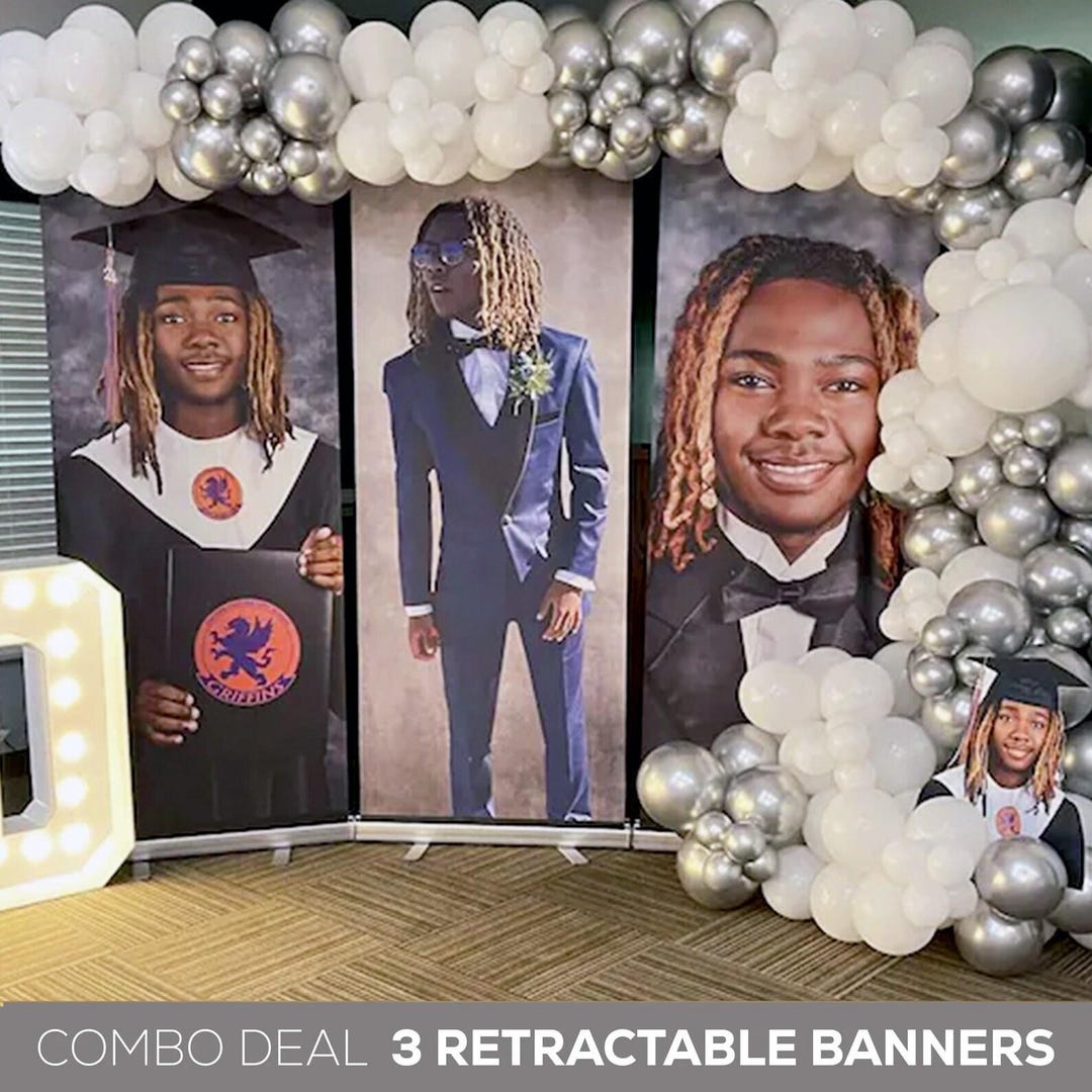 COMBO BANNER SET, 3 Retractable Banners, Custom Banners, Birthday ...