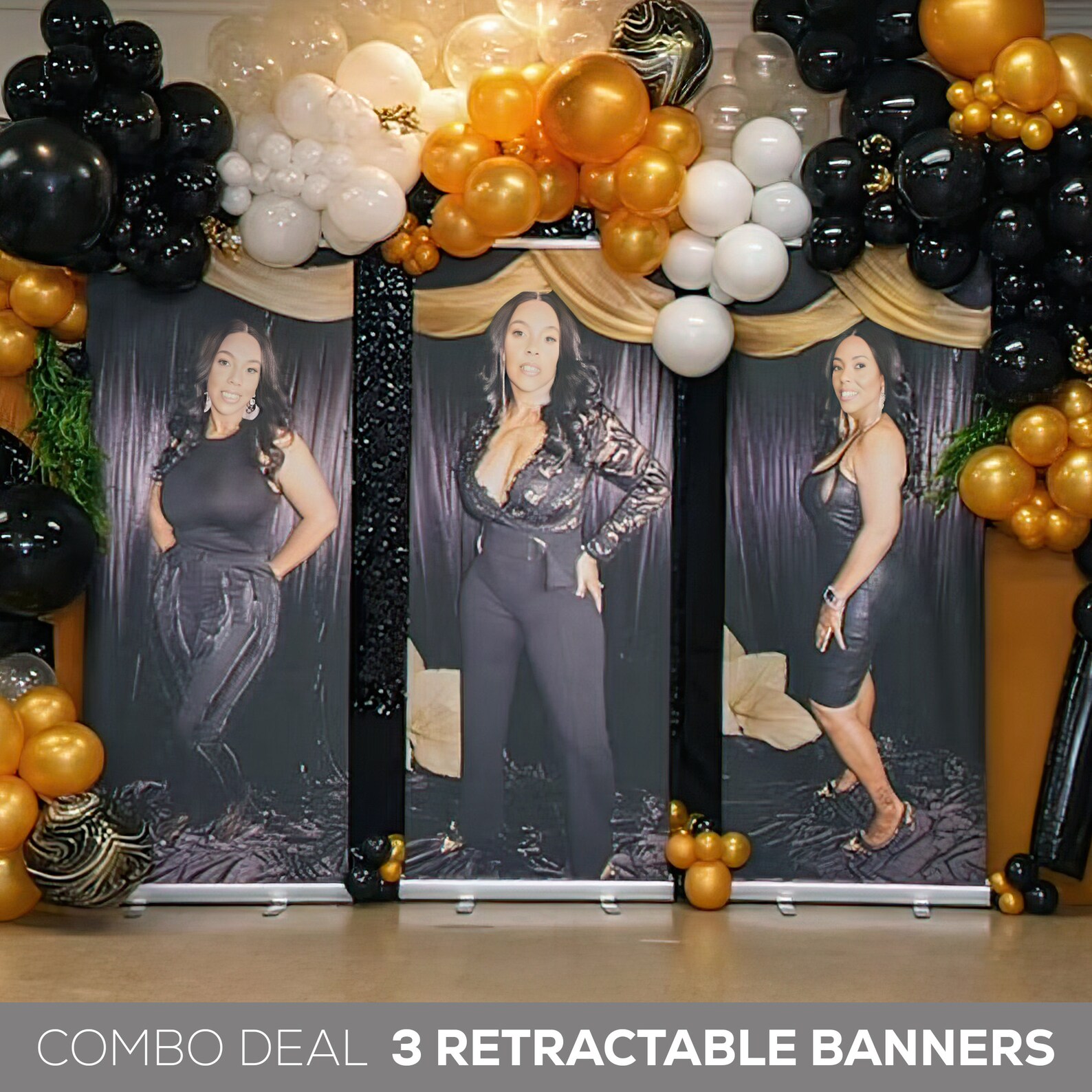 COMBO BANNER SET, 3 Retractable Banners, Custom Banners, Birthday ...