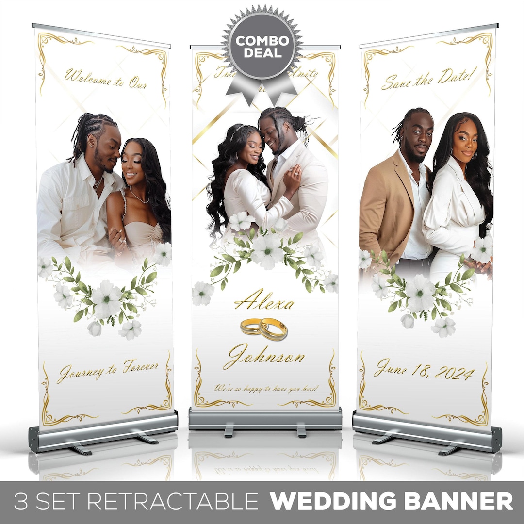 COMBO BANNER SET, 3 Retractable Banners, Custom Banners, Wedding ...
