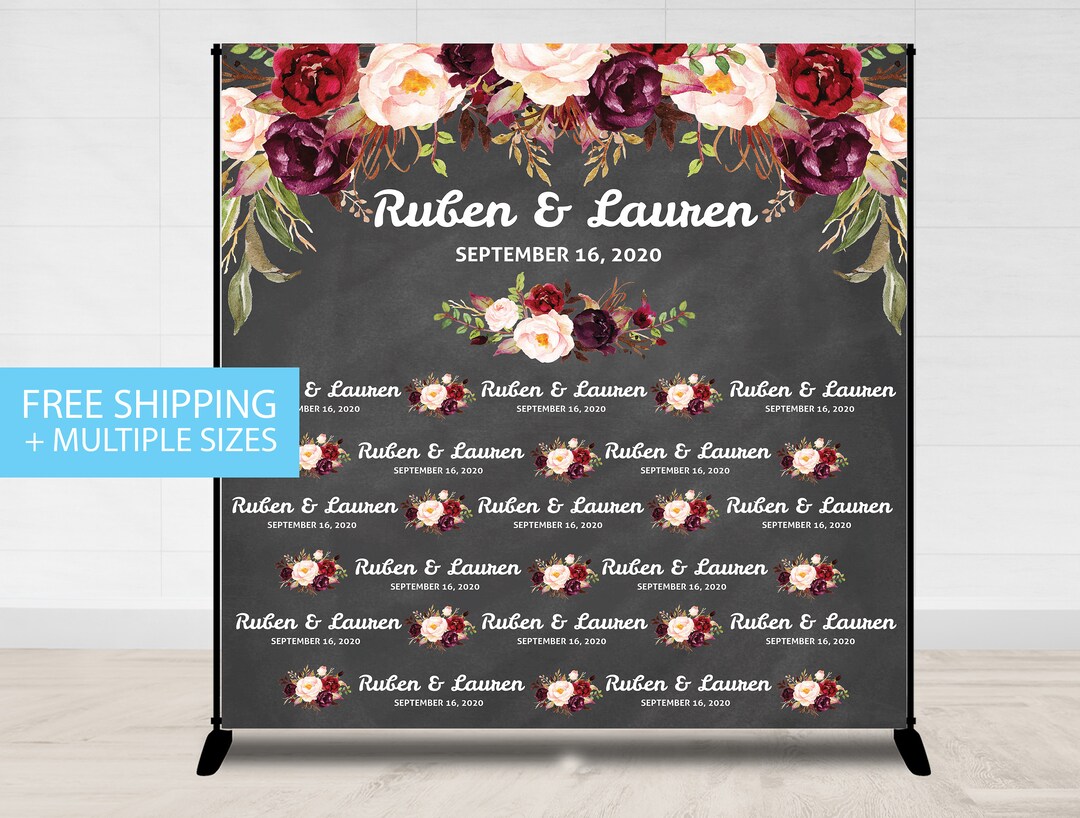 Step and Repeat, Chalkboard Wedding Photo Backdrop, Chalk Burgundy ...