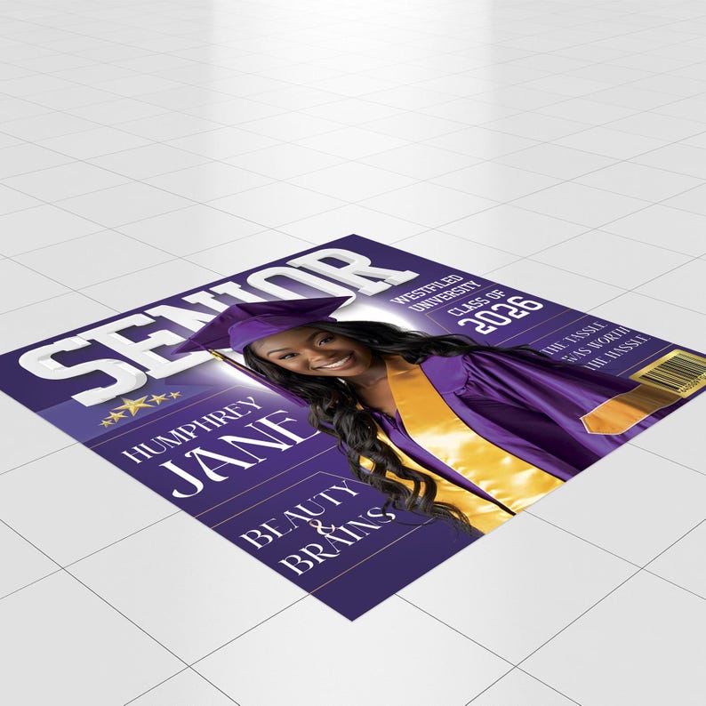 Backdrop + Floor Decal, Custom Magazine Graduation Banner Floor Decal ...