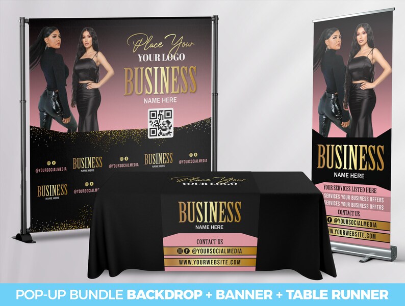 POP UP BUNDLE Custom Retractable Banner Backdrop Table - Etsy