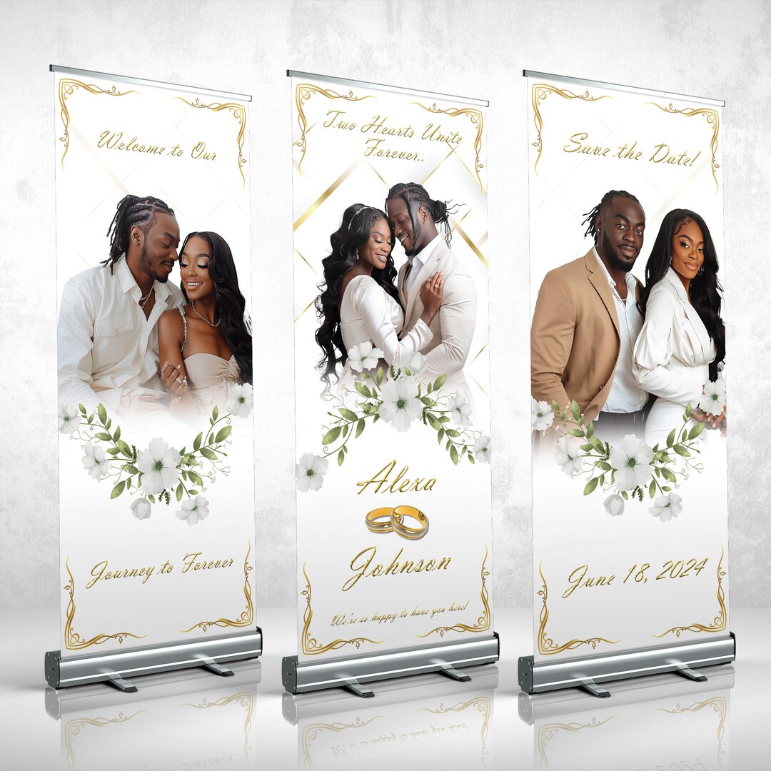 COMBO BANNER SET, 3 Retractable Banners, Custom Banners, Wedding ...
